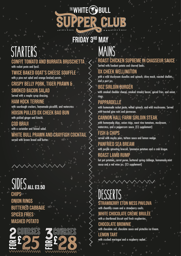 The Supper Club / Fridays in the White Bull | Cannon Hall Farm