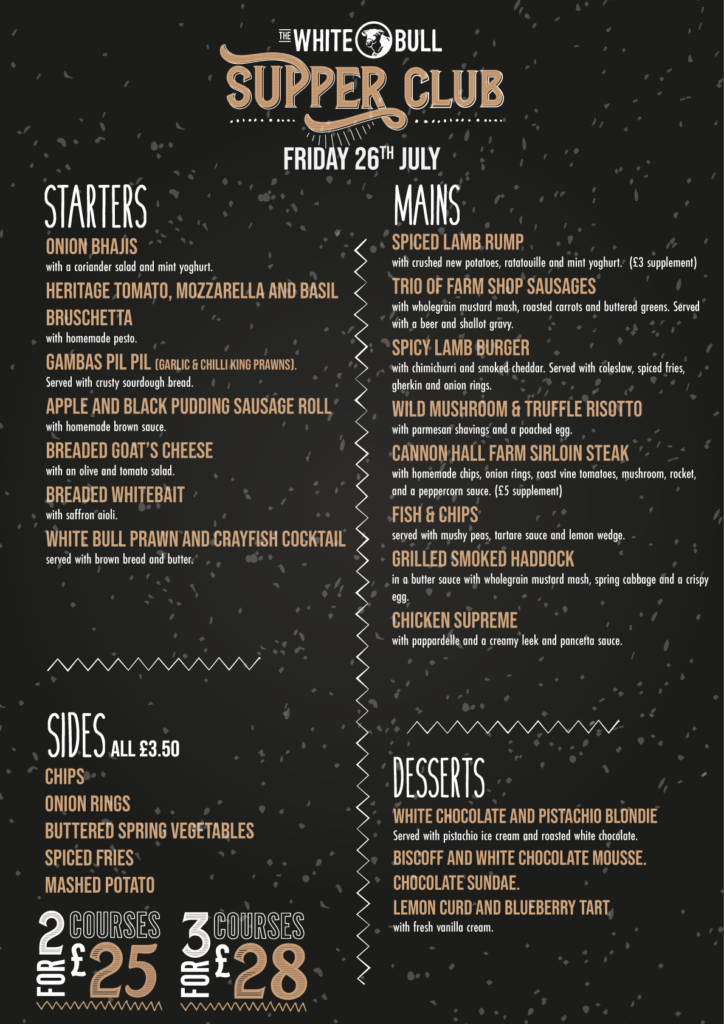 The Supper Club / Fridays in the White Bull | Cannon Hall Farm