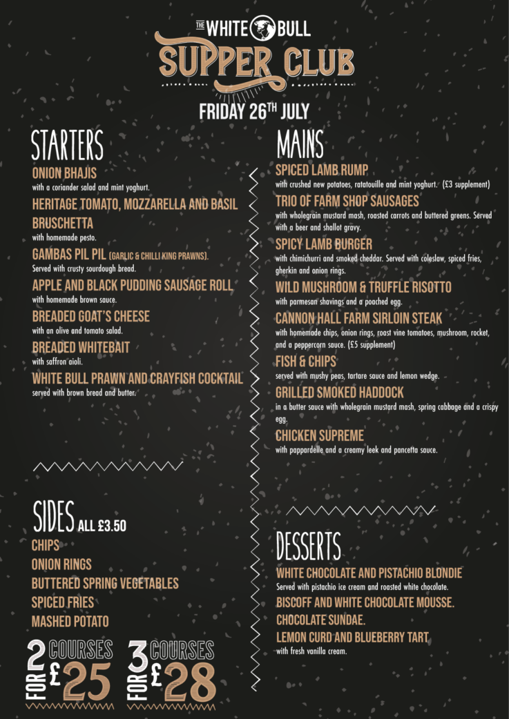 The Supper Club / Fridays in the White Bull | Cannon Hall Farm