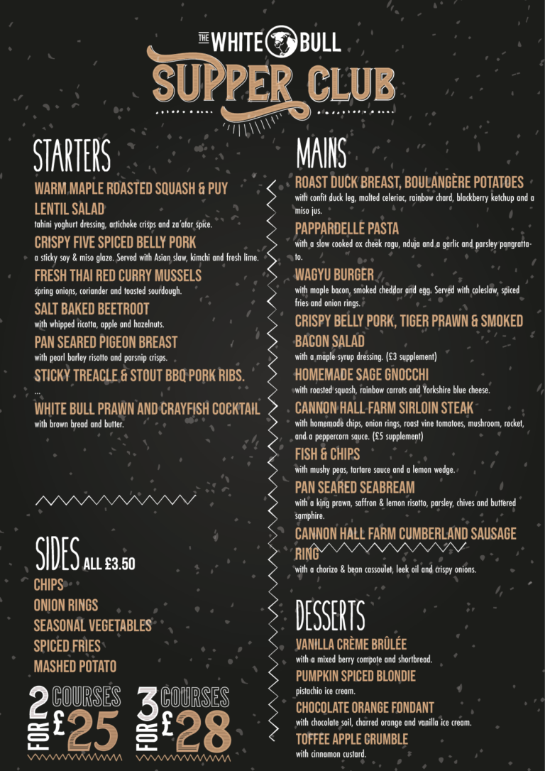 The Supper Club / Fridays in the White Bull | Cannon Hall Farm